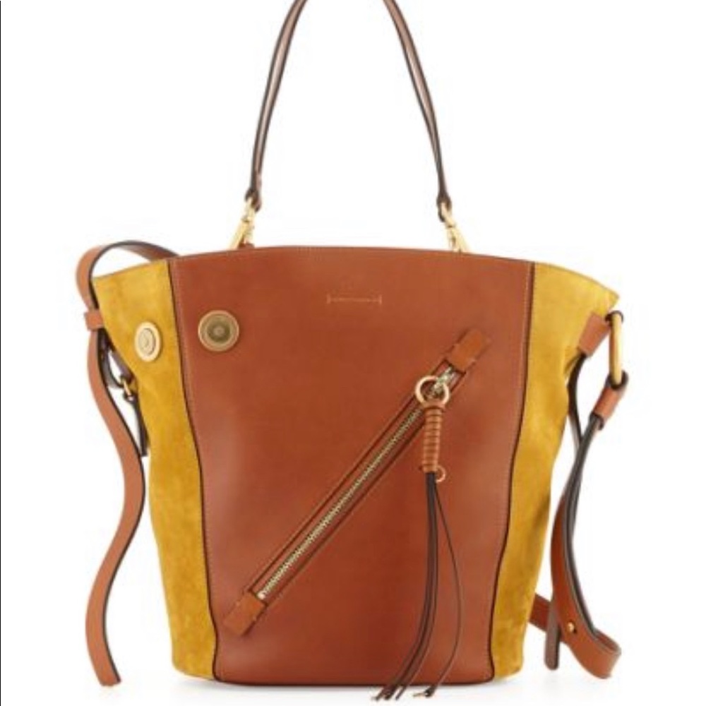 Chloe Myer Leather And Suede Convertible Tote Bag - Gem